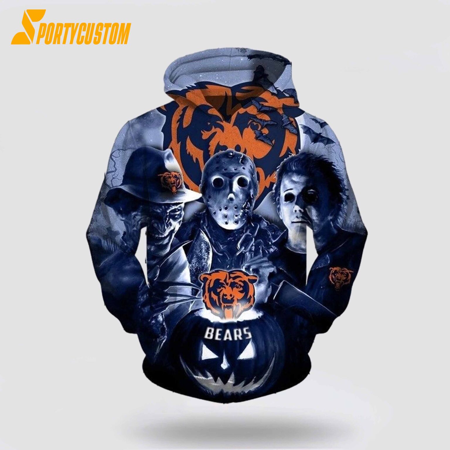 NFL Chicago Bears All Over Print 3D Hoodie Horror Freddy Krueger Jason ...