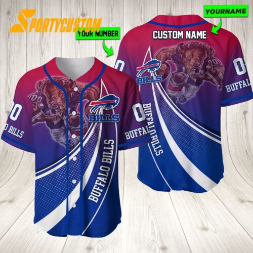NFL Buffalo Bills Football Mascot Custom Baseball Jersey